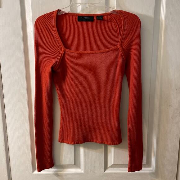 Express | Sweaters | Vintage Express Burnt Orange Square Neck Sweater S ...